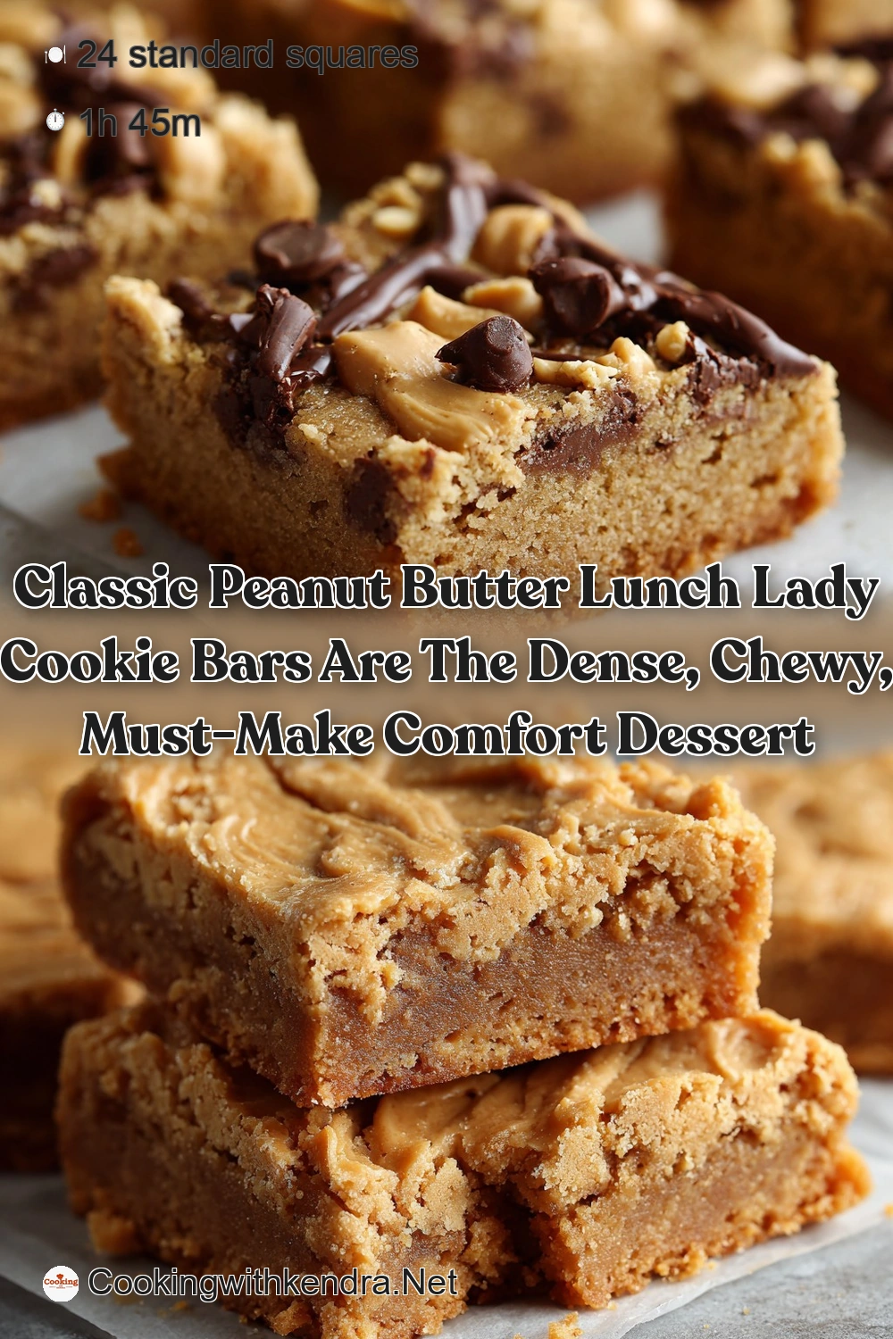 Classic Peanut Butter Lunch Lady Cookie Bars Easy 9x13 Bar