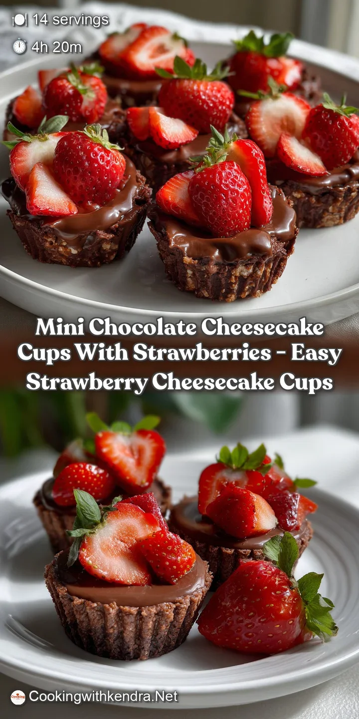 Mini Chocolate Cheesecake Cups with Strawberries: No Bake!