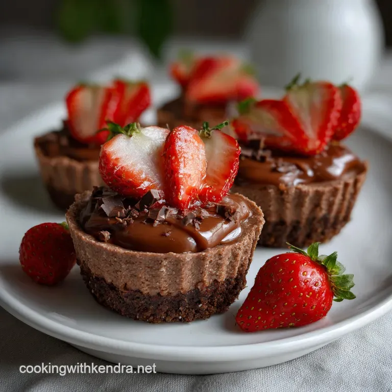 Mini Chocolate Cheesecake Cups with Strawberries: No Bake!